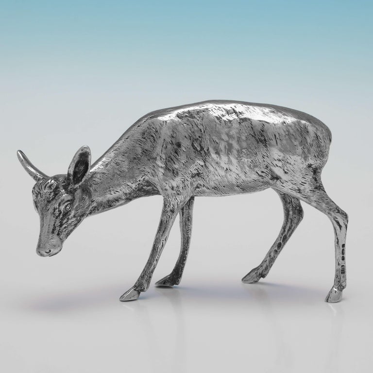 Cast Sterling Silver Models of a Stag and Doe - Marked London 1938 - I ...