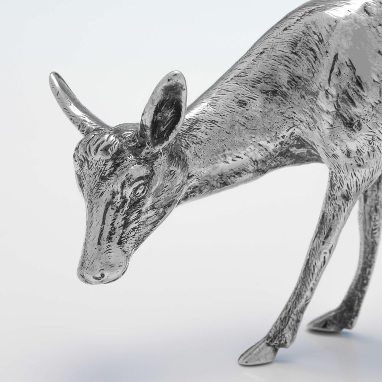 Cast Sterling Silver Models of a Stag and Doe - Marked London 1938 - I ...