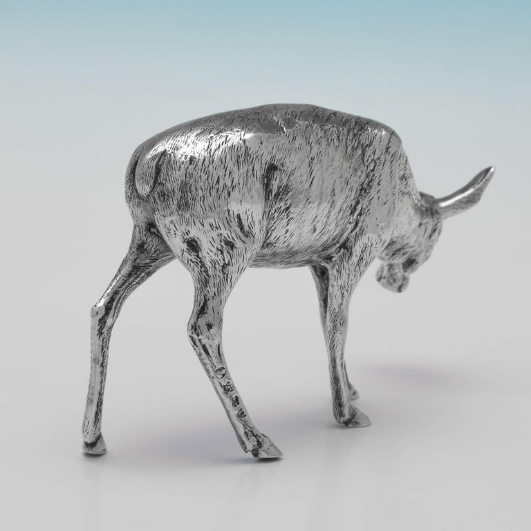Cast Sterling Silver Models of a Stag and Doe - Marked London 1938 - I ...
