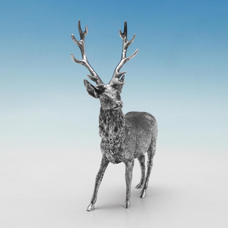 Sterling Silver Model of a Stag Hallmarked in London in 1971 at 1stDibs