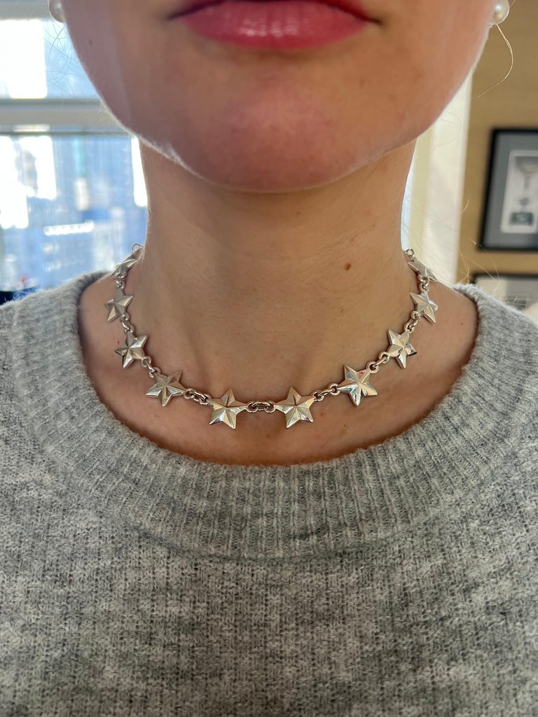 Sterling Silver Star Choker Necklace For Sale at 1stDibs
