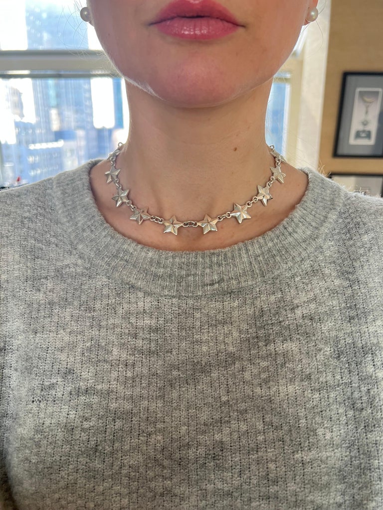 Sterling Silver Star Choker Necklace For Sale at 1stDibs
