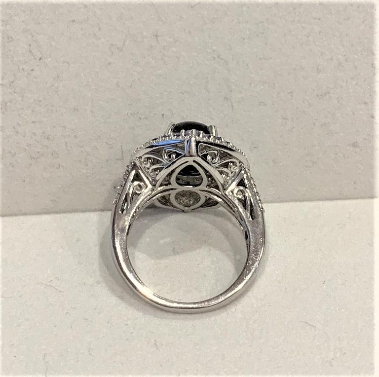 Sterling Silver Star Sapphire Ring with Light Blue Stone Accents at ...