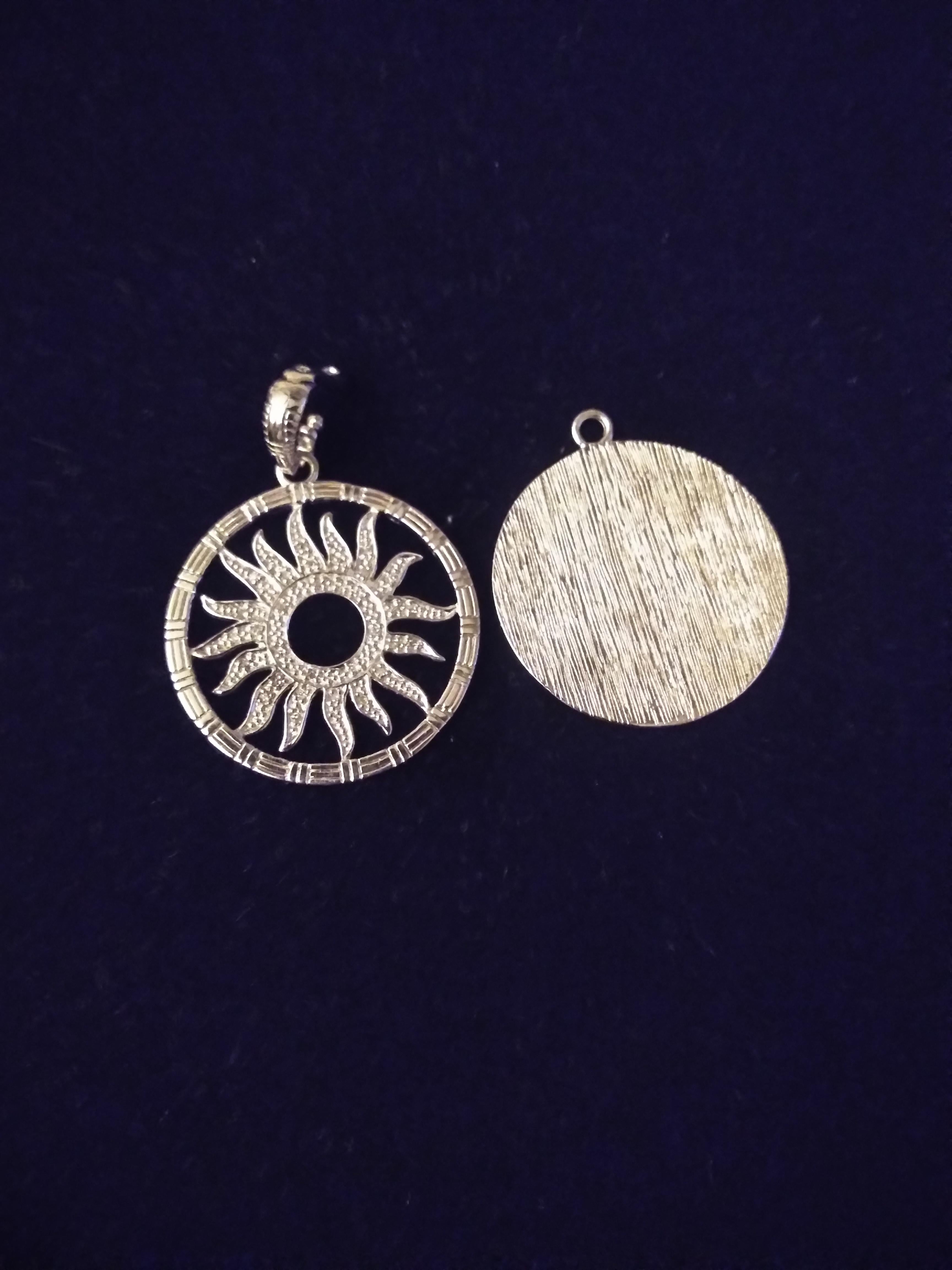 Sterling Silver Sun Dial Dual Disc Pendant For Sale at 1stDibs