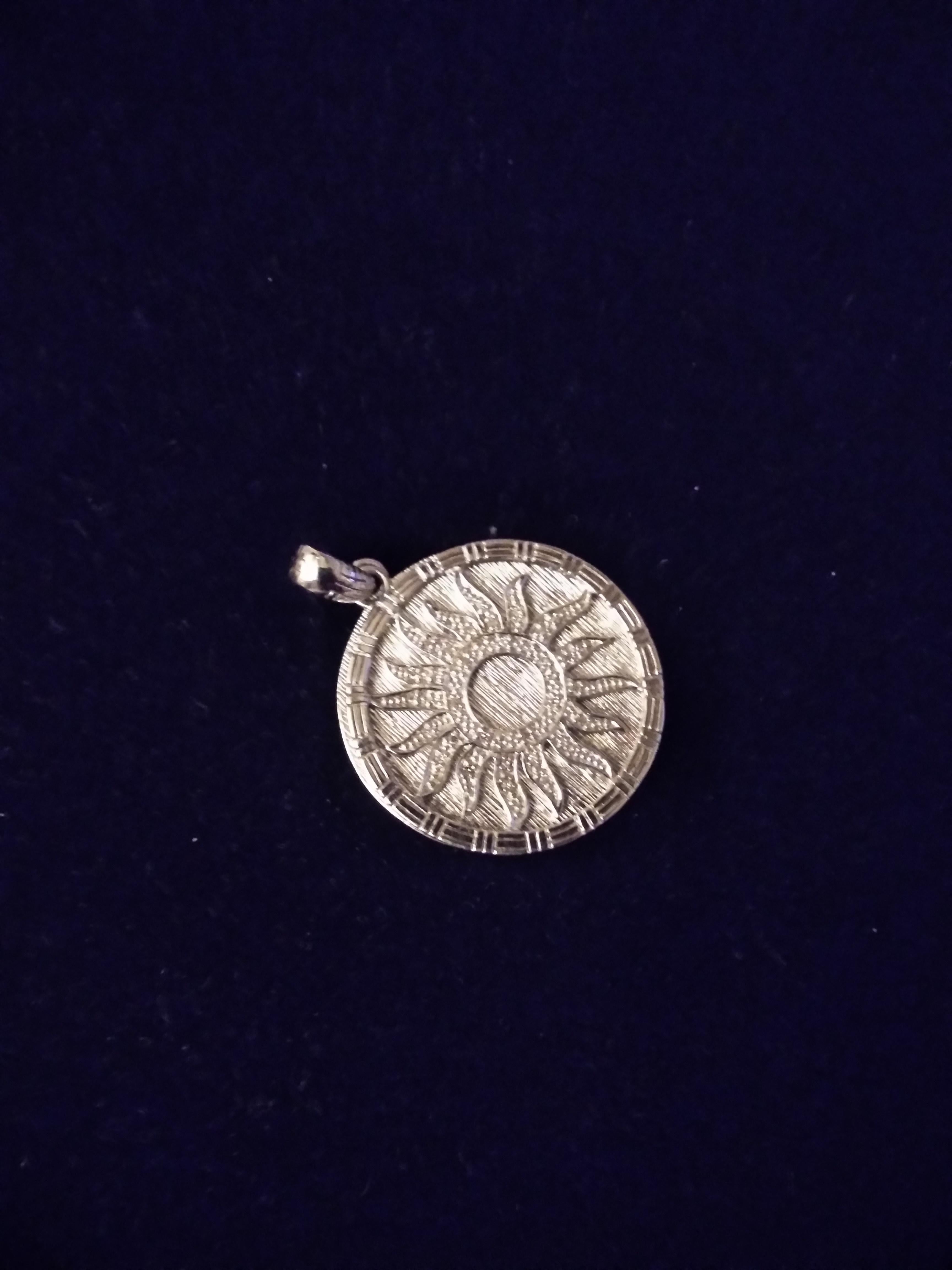 Sterling Silver Sun Dial Dual Disc Pendant For Sale at 1stDibs