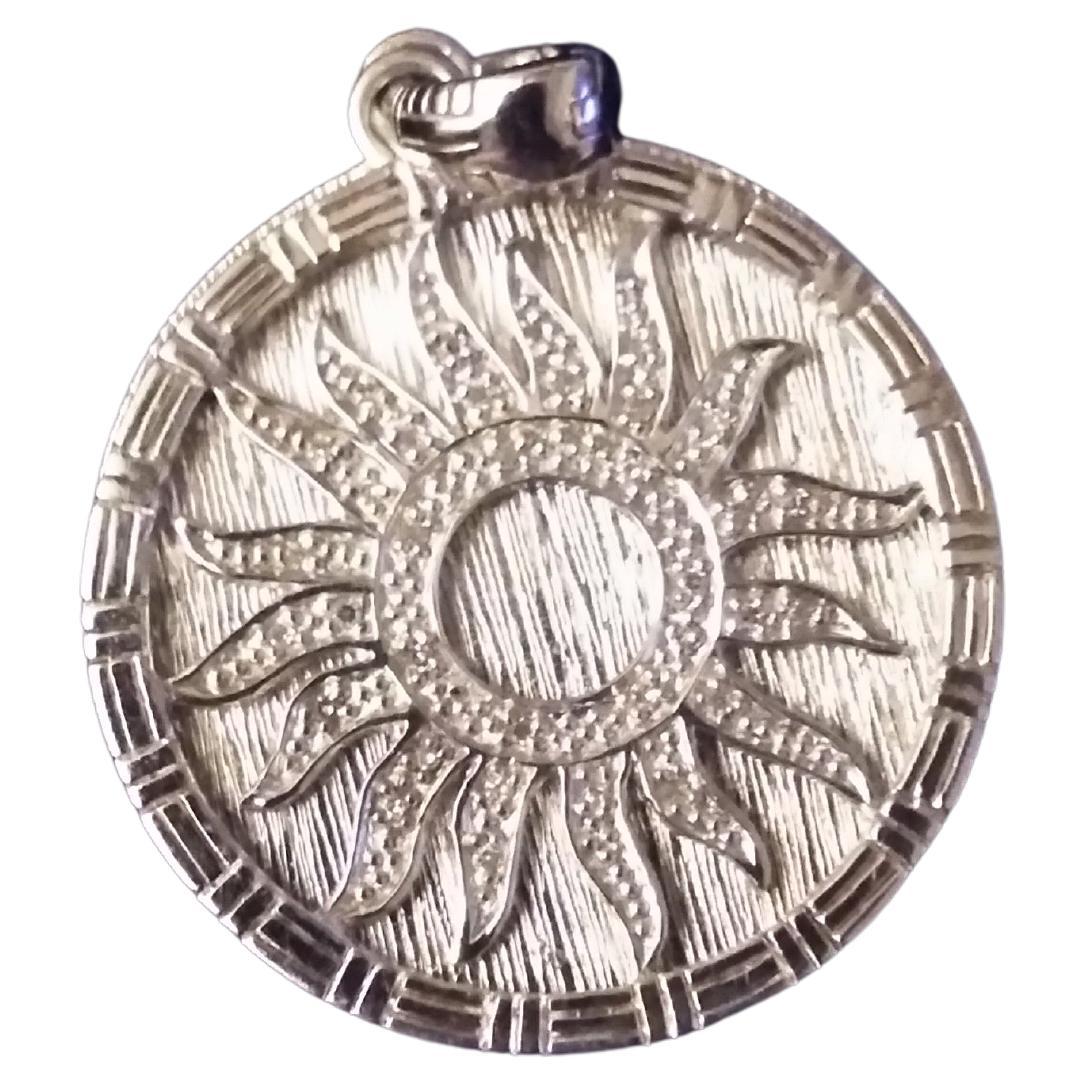 Sterling Silver Sun Dial Dual Disc Pendant For Sale at 1stDibs