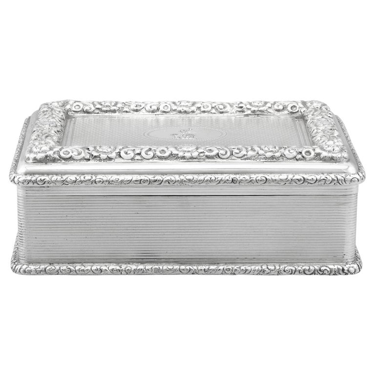 Sterling Silver Table Snuff Box, Antique George V For Sale at 1stDibs