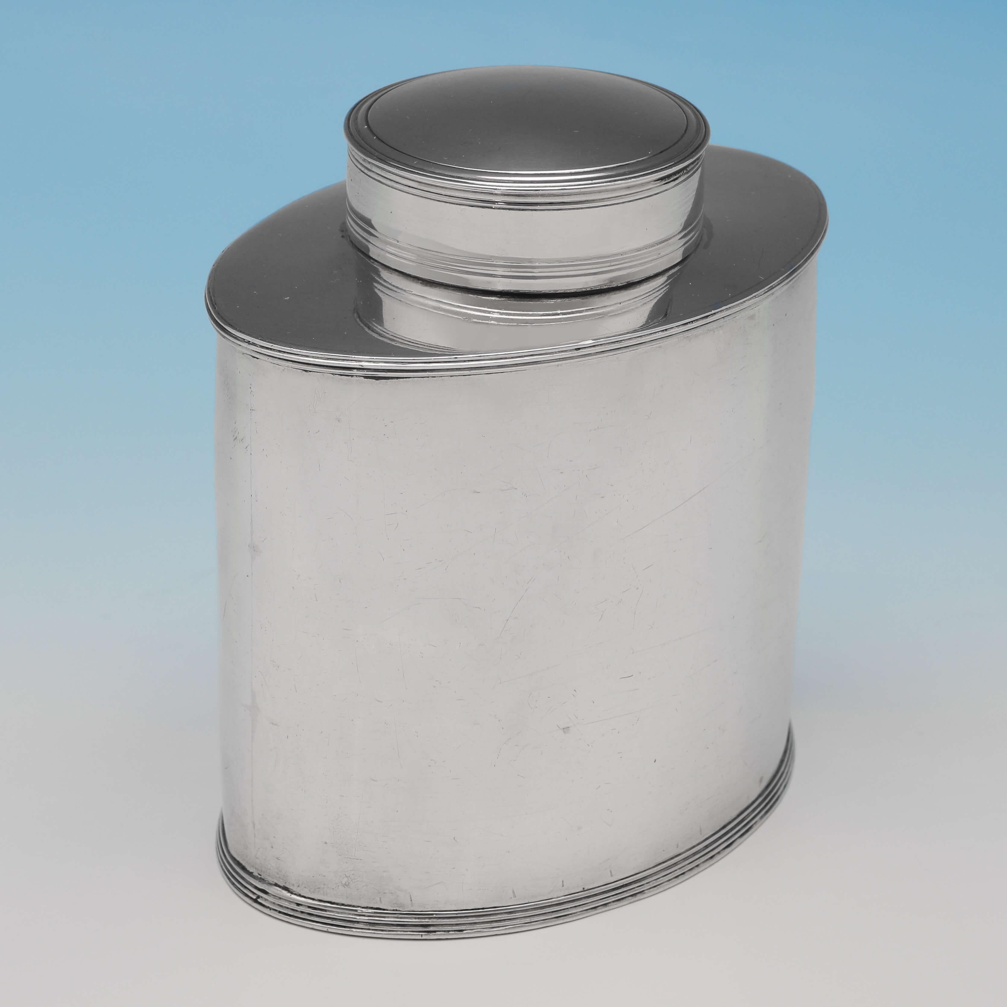 Hester Bateman, Sterling Silver Tea Caddy, London 1788, Oval Shape at ...