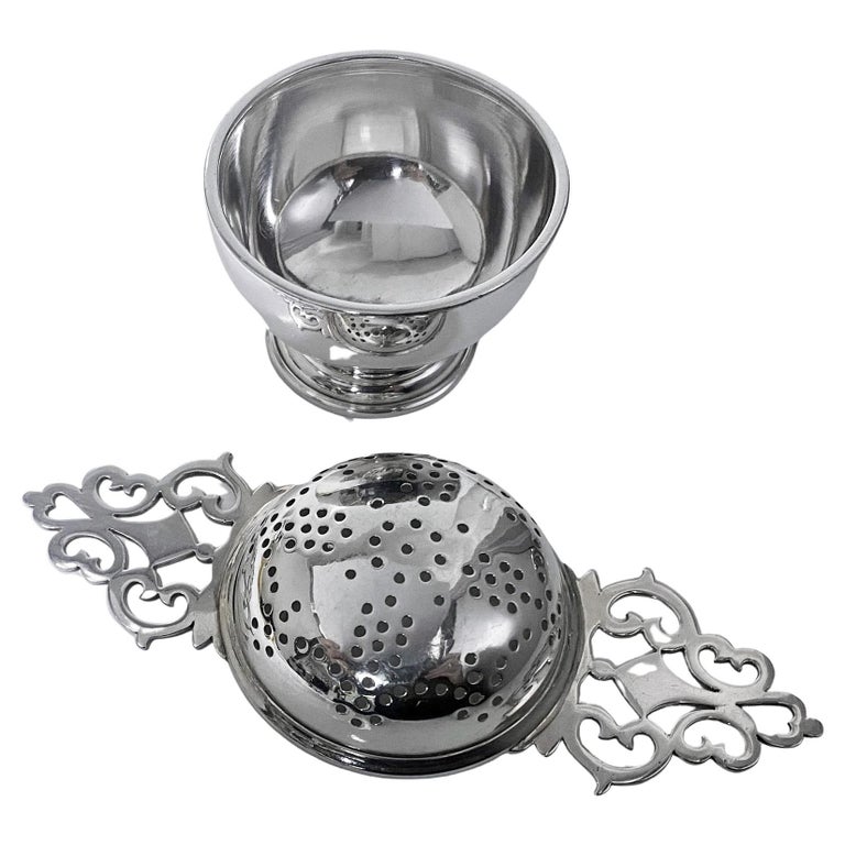 Sterling Silver Tea Strainer with Stand Wakely and Wheeler London For ...