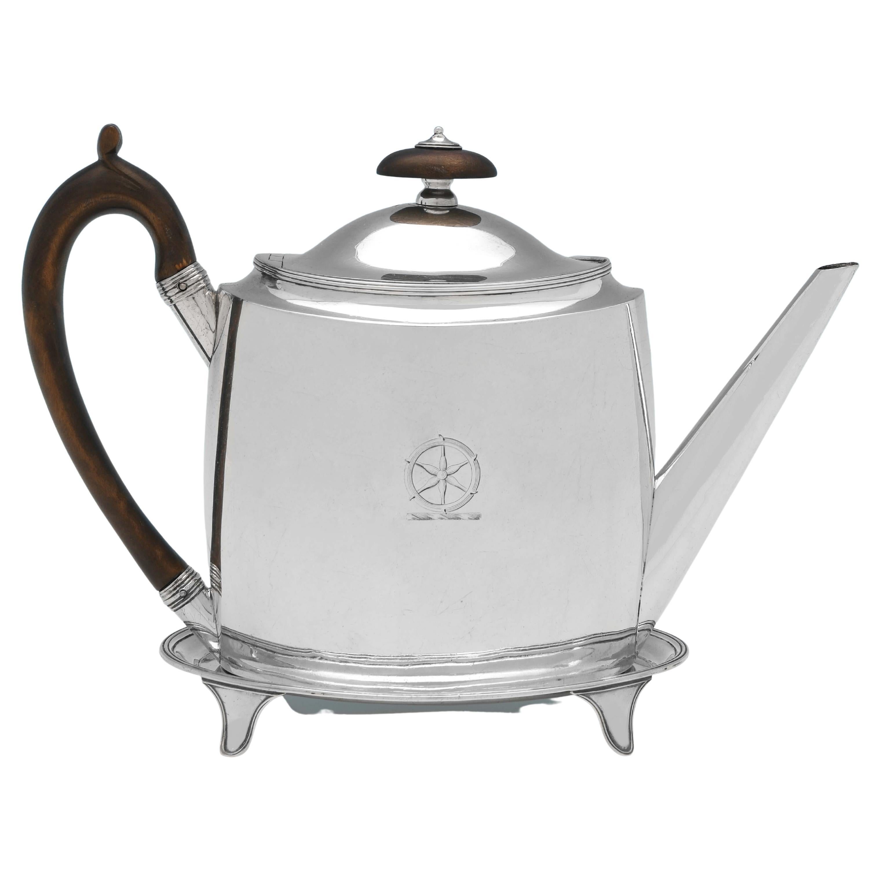 1930s Antique Sterling Silver and Glass Teapot Stand by Adie Brothers ...