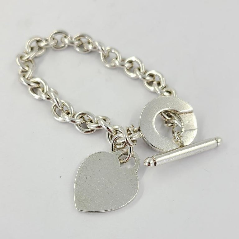 Sterling Silver Tiffany and Co Oval Link Toggle Bracelet with Heart ...