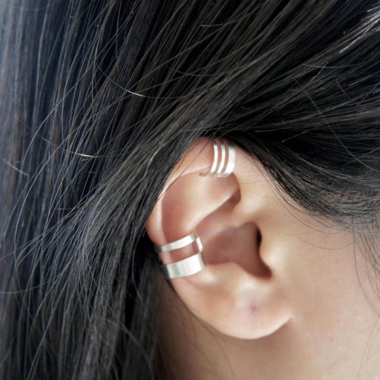 Sterling Silver Triple Lines Ear Cuff and Double Ear Cuff For Sale at ...