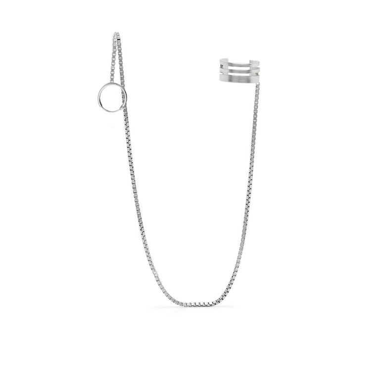 Sterling Silver Triple Lines Long Chain Ear cuff Earring For Sale at ...
