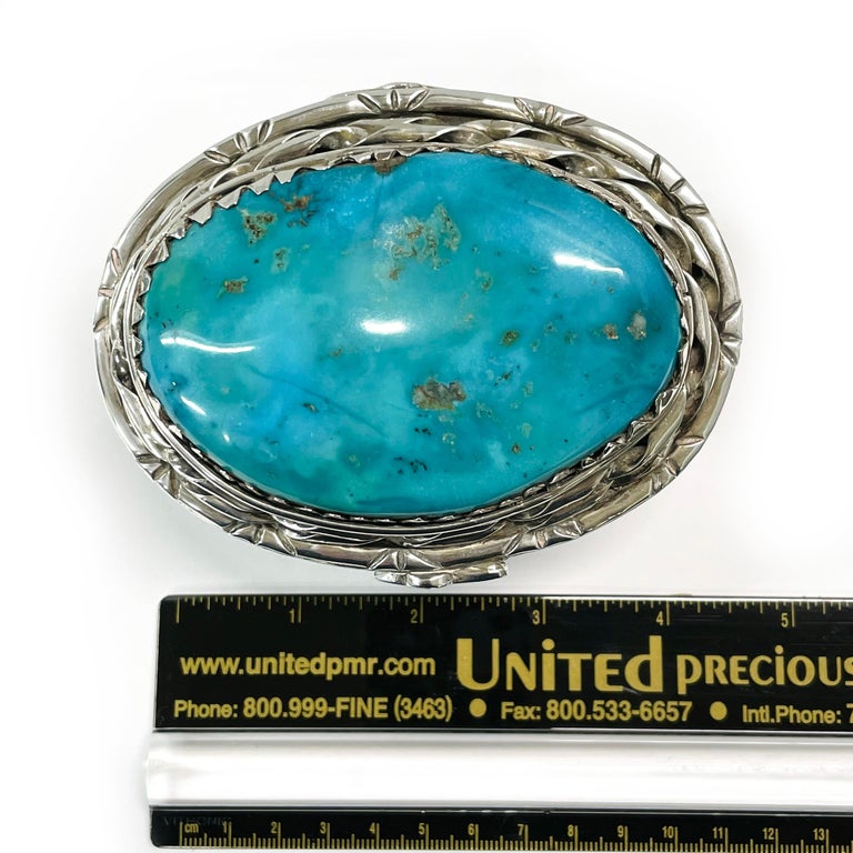 Sterling Silver Turquoise Thunderbird Cuff Bracelet For Sale at 1stDibs