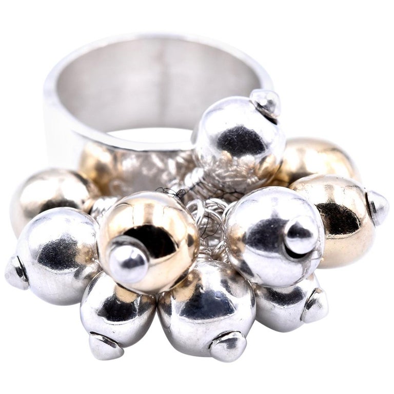 Sterling Silver Two-Tone Free Form Ball Ring For Sale at 1stDibs