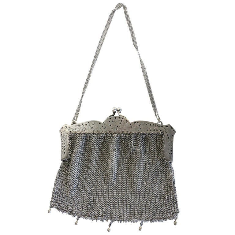 Sterling Silver Victorian Chain Mesh Purse at 1stDibs
