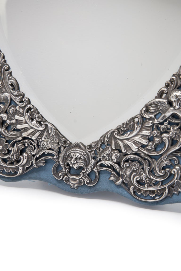 Sterling Silver Victorian Mirror with Elaborate Repousse Work at 1stDibs