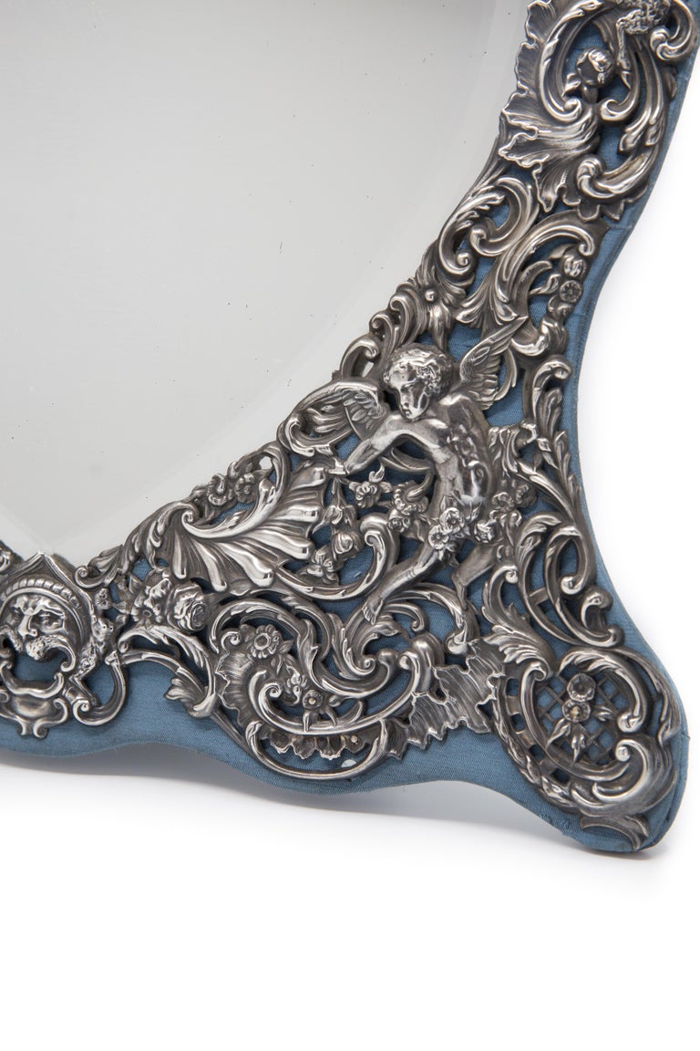 Sterling Silver Victorian Mirror with Elaborate Repousse Work at 1stDibs