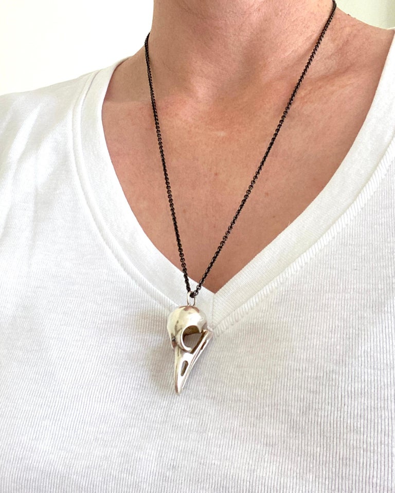 Sterling Silver Wild Raven Bird Skull Pendant by Ellie Thompson For ...