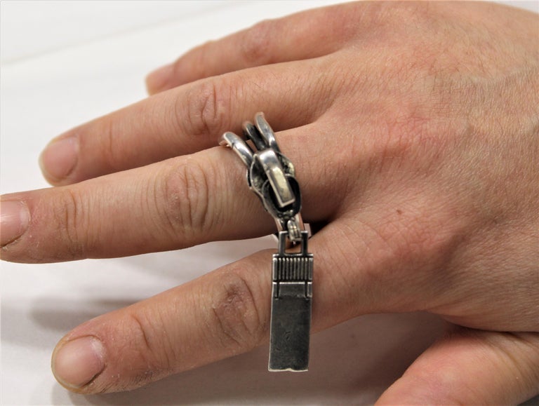 Sterling Silver, Zipper Ring, Handcrafted, Italy For Sale at 1stDibs