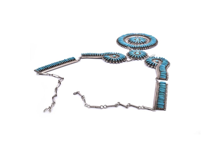 Sterling Silver Zuni Native American Turquoise Petit Point Necklace at ...