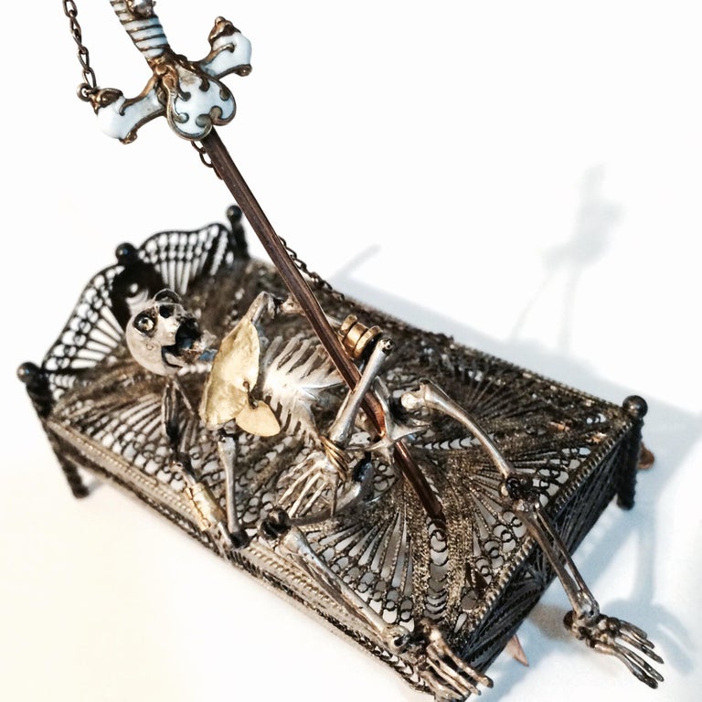 Sterling Skeleton with Hand Hammered Jewels in 20k and 22k Gold For ...