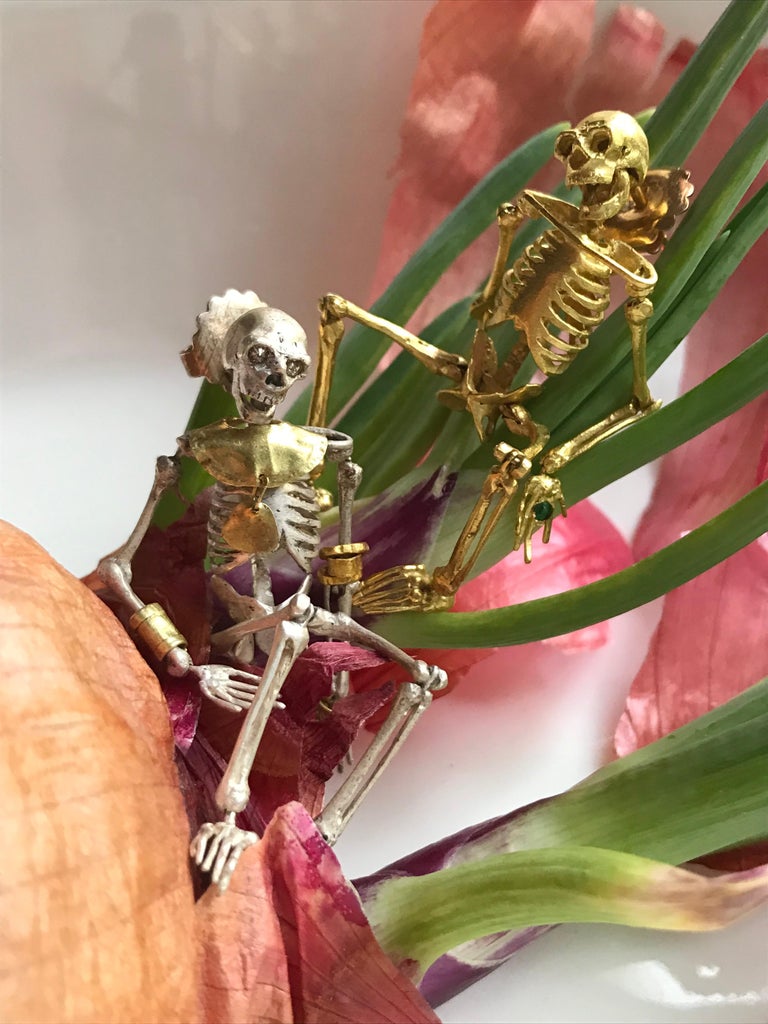 Sterling Skeleton with Hand Hammered Jewels in 20k and 22k Gold For ...