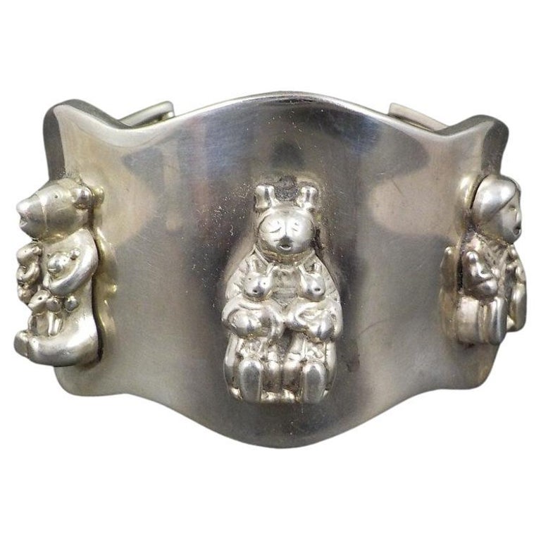 Sterling Storyteller Cuff Bracelet Acoma Pueblo Tony B Chino For Sale ...