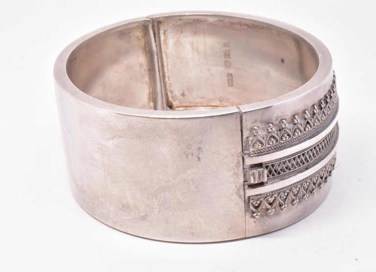 Sterling Victorian Bangle with Heart and Diamond Designs For Sale (Free ...