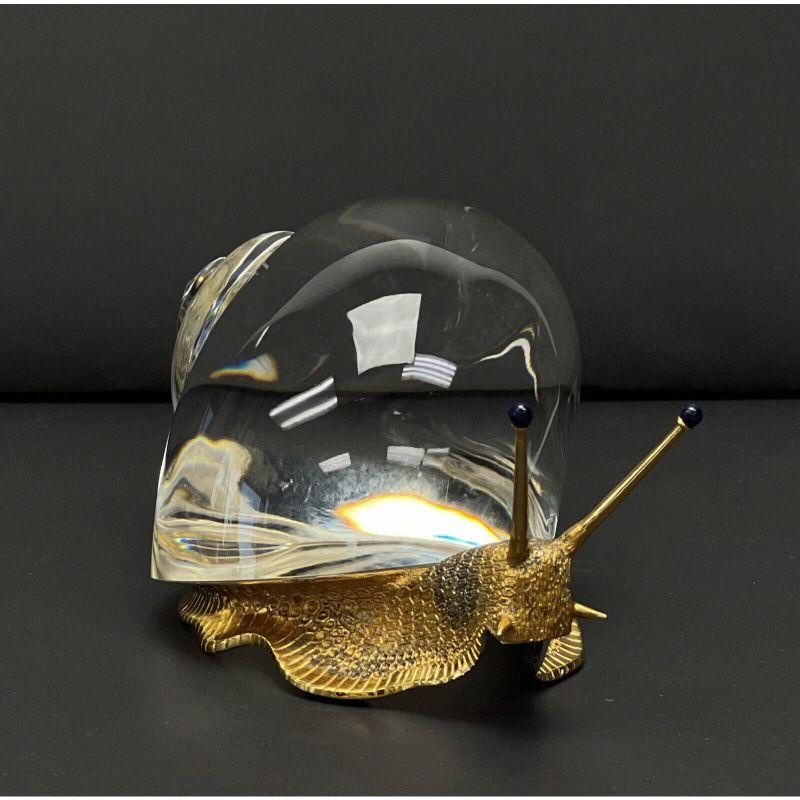 Steuben Art Glass and Vermeil Sterling Silver Snail Sculpture by Paul ...