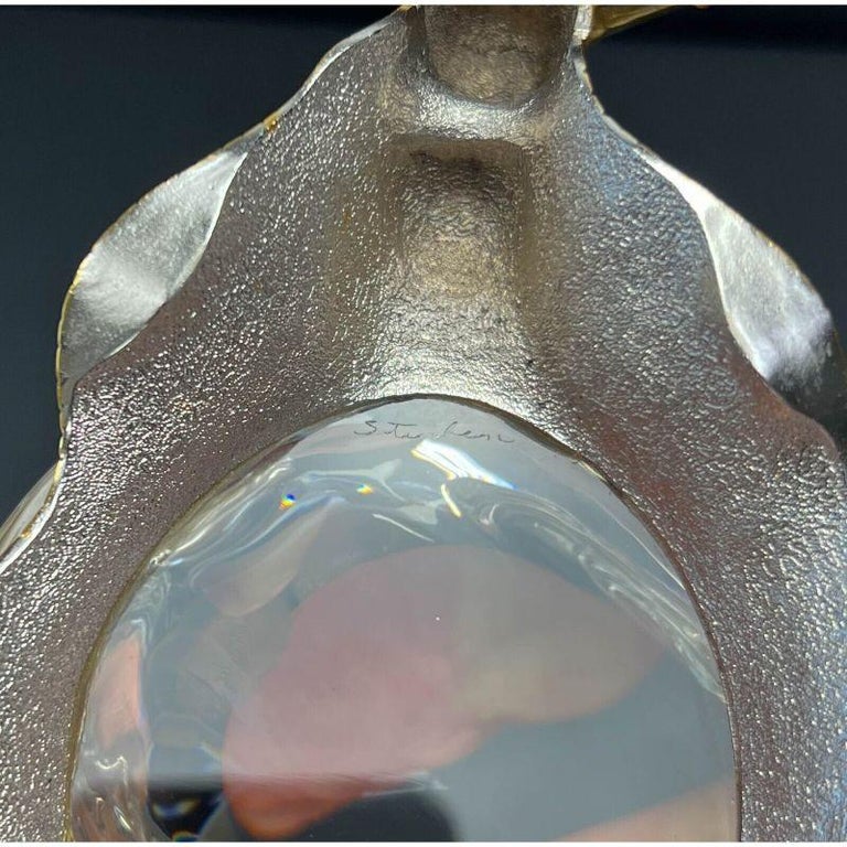 Steuben Art Glass and Vermeil Sterling Silver Snail Sculpture by Paul ...