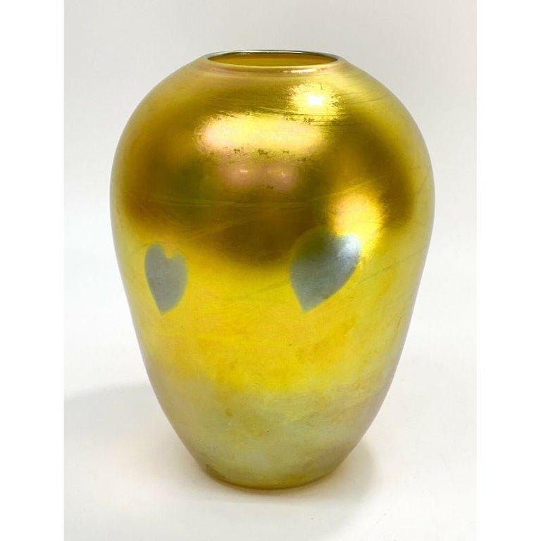 Steuben Aurene Glass Heart and Vines Vase, Early 20th Century For Sale ...