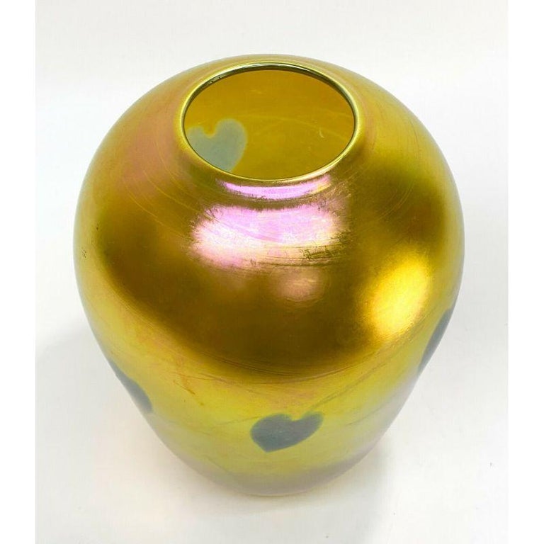 Steuben Aurene Glass Heart and Vines Vase, Early 20th Century For Sale ...