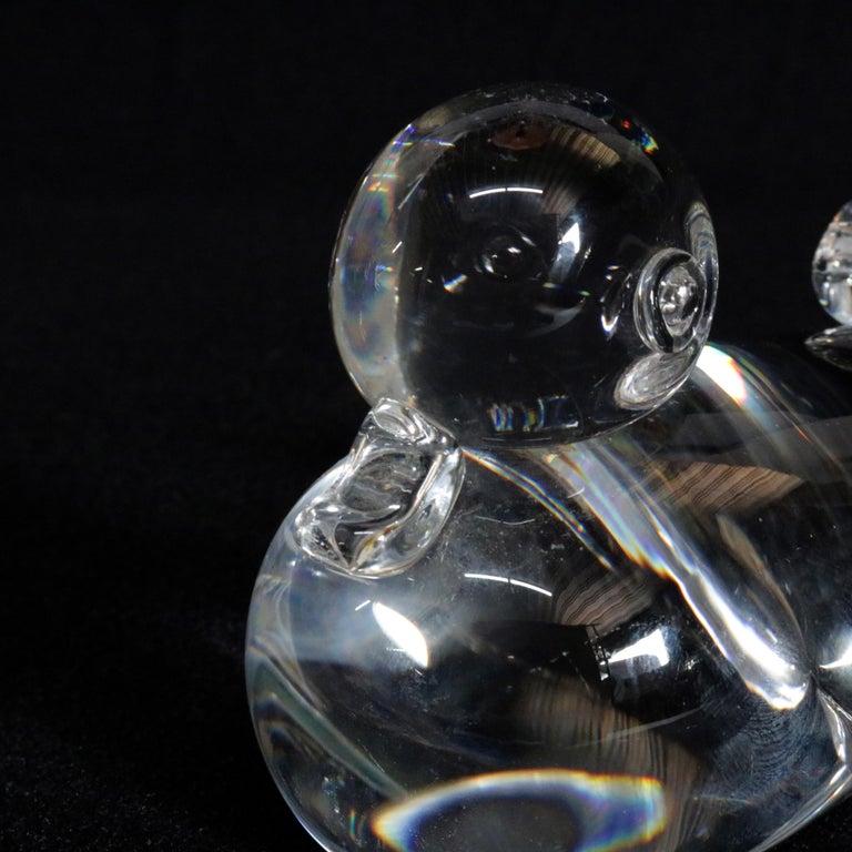 Steuben Crystal Sculpture Paperweight of Baby Duck by Lloyd Atkins 1950 ...
