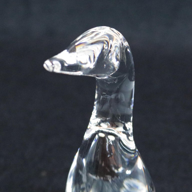 Steuben Crystal Sculpture Paperweight Of Gander By Lloyd Atkins Signed