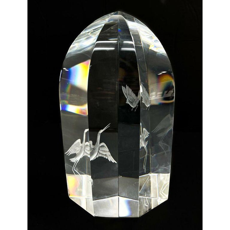 Steuben Engraved Glass Sculpture Bird Song by Peter Aldridge and Jane ...