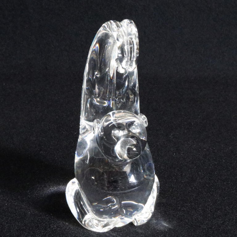 Steuben Figurative Crystal Sculpture Monkey Paperweight by de Sousa ...