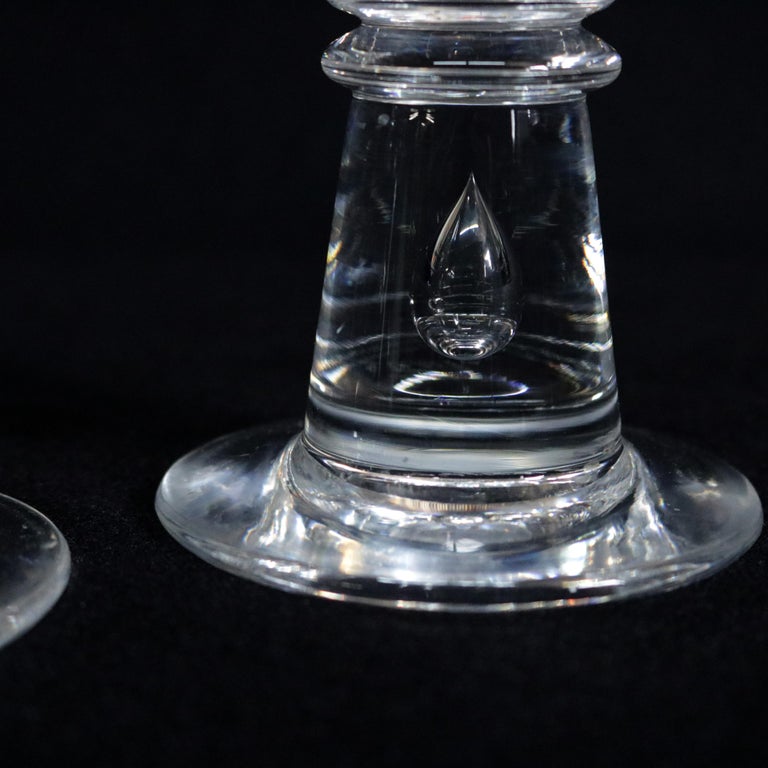 Steuben Figurative Crystal Tear Drop Baluster Low Candlesticks by Hills ...
