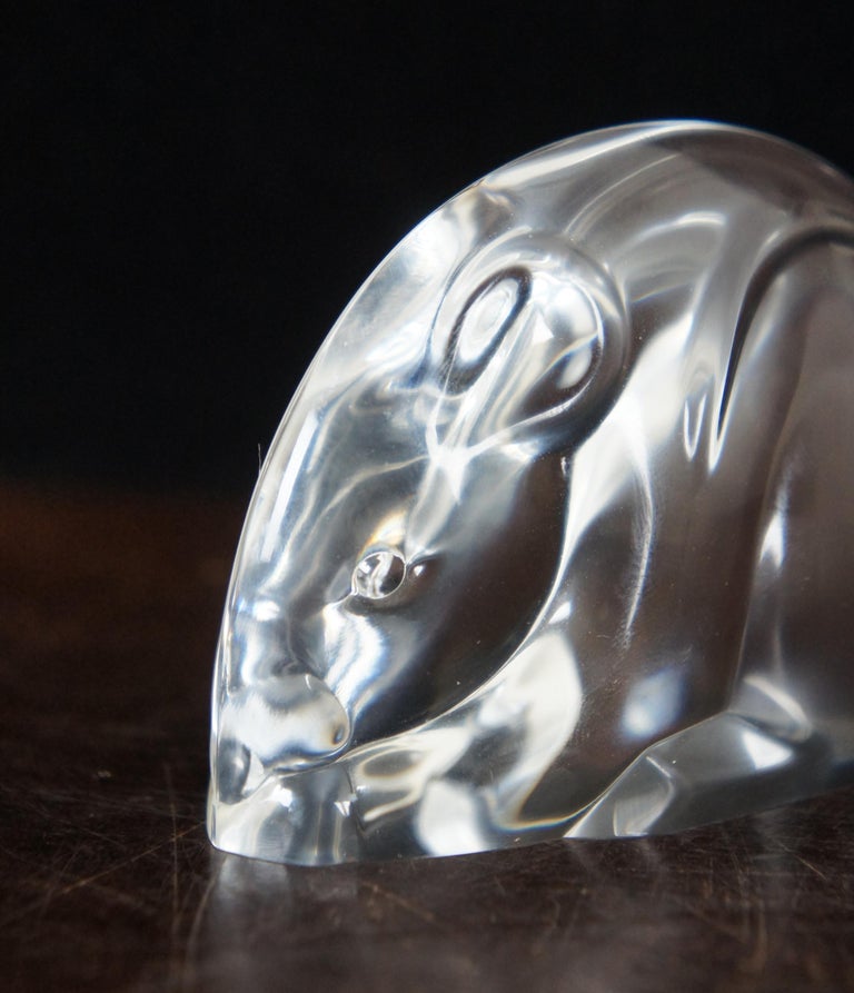 Steuben Glass Crystal Mouse Rat Paperweight Figurine Hand Cooler with ...