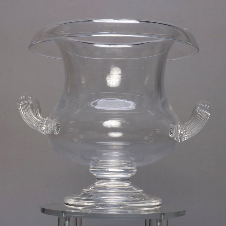 Steuben Glass Works Crystal Double Handle Center Urn, Signed, 20th ...