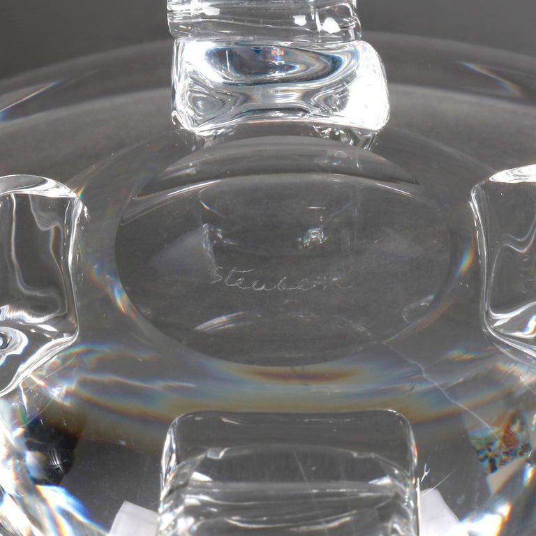 Steuben Glass Works Scroll Foot Crystal Low Center Bowl, Signed, circa ...