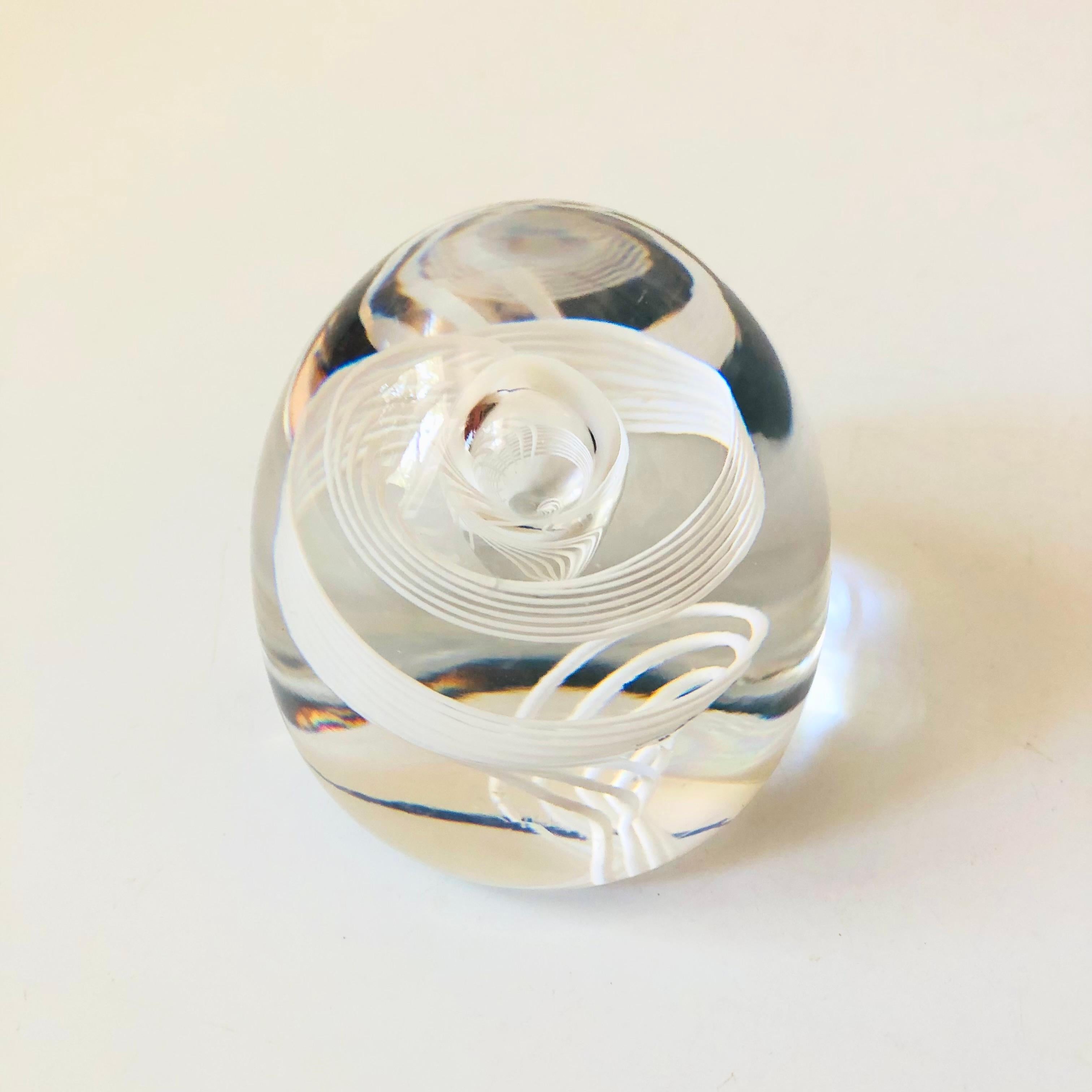 Steuben Latticino Spiral Crystal Paperweight - Signed For Sale at 1stDibs
