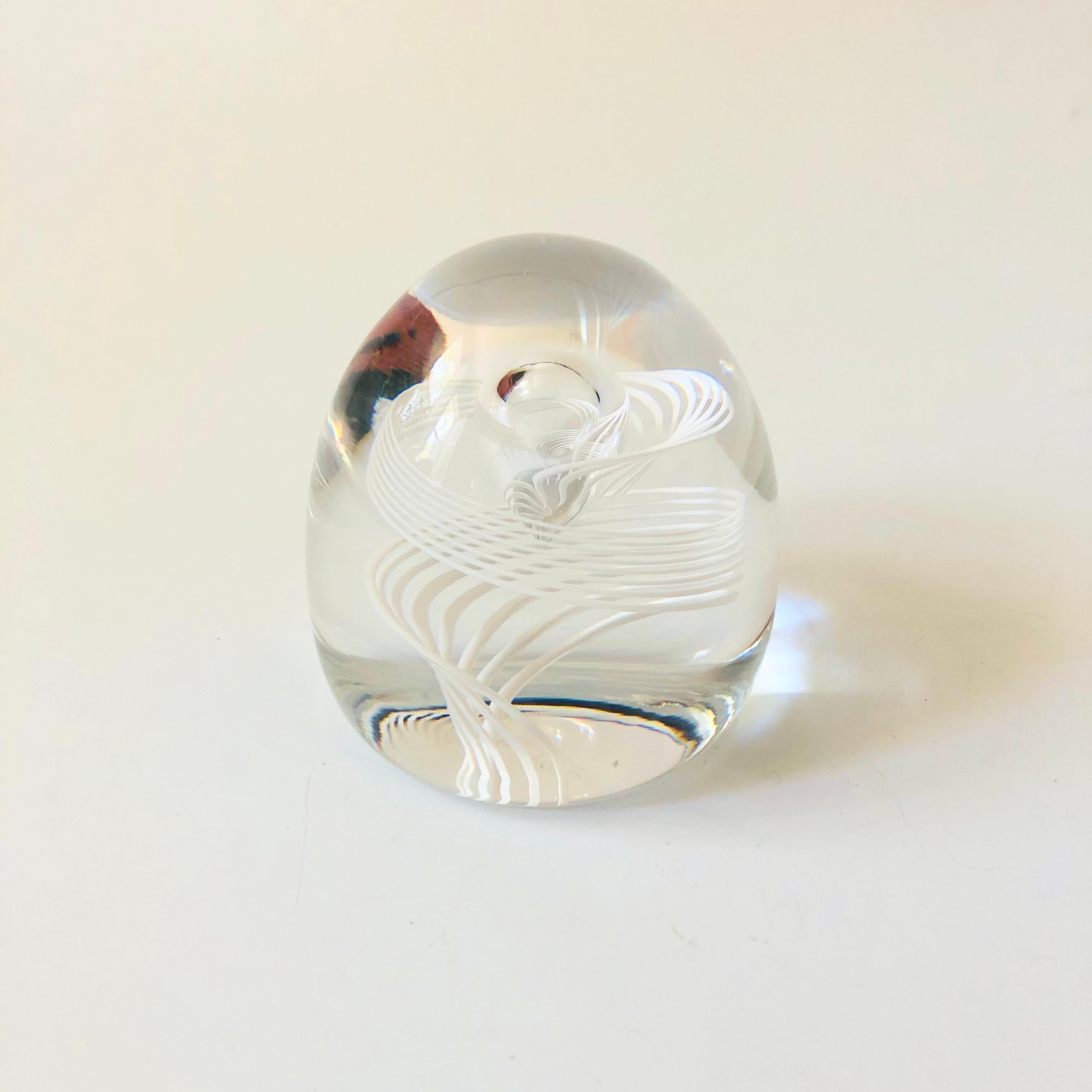 Steuben Latticino Spiral Crystal Paperweight - Signed For Sale at 1stDibs
