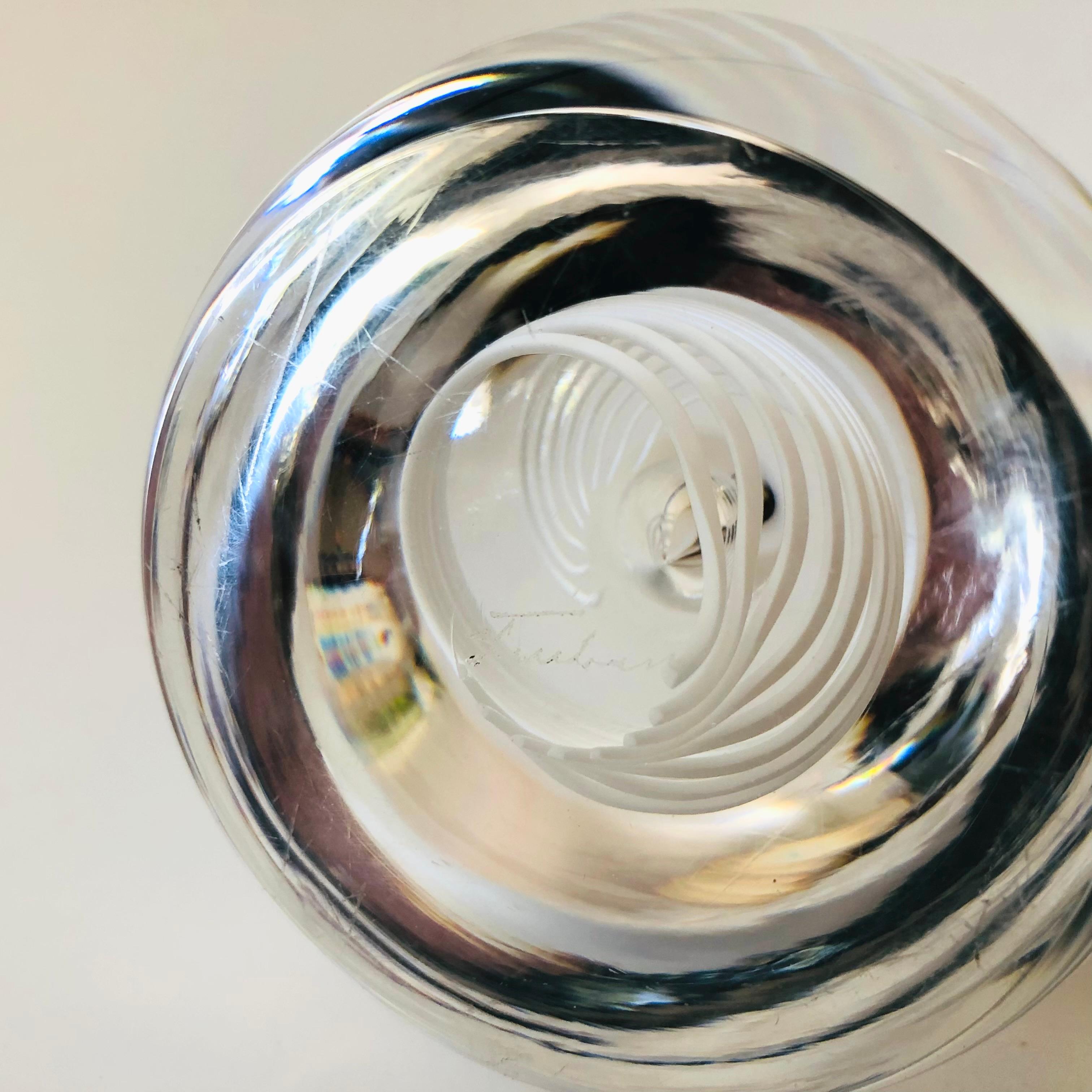 Steuben Latticino Spiral Crystal Paperweight - Signed For Sale at 1stDibs