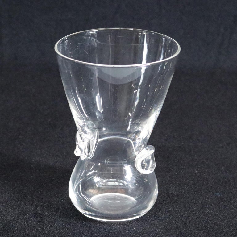 Steuben Signed Art Glass Modernist Pinched Dot Flared Signet Vase by ...