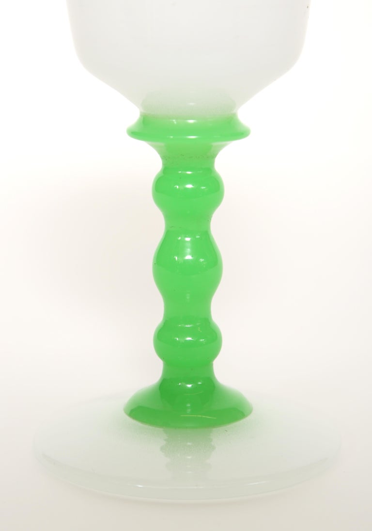 Jade Green Opaline Stemmed Glass/Goblet by Steuben/Stevens and Williams ...