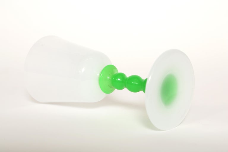 Jade Green Opaline Stemmed Glass/Goblet by Steuben/Stevens and Williams ...