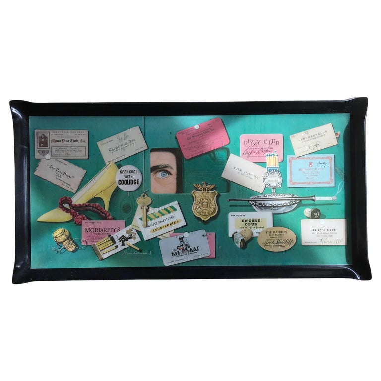 Stevan Dohanos FBI Agent Collage Decorative Tray Bar Tray Serving Tray ...