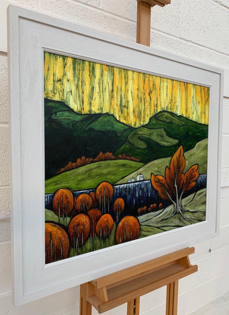 Steve Capper - Cumbrian Water Abstract Landscape Red Green Yellow ...
