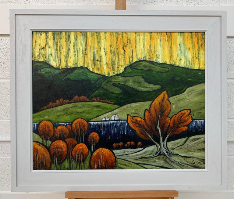 Steve Capper - Cumbrian Water Abstract Landscape Red Green Yellow ...
